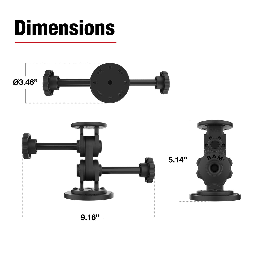 RAM® Dual Straight Pivot Magnetic Mount with Knob